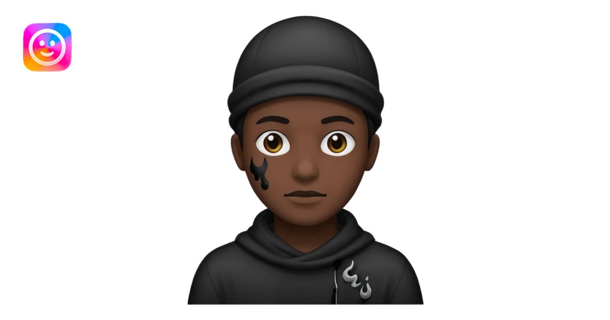 A pitch black head covered in black smoke emoji | AI Emoji Generator