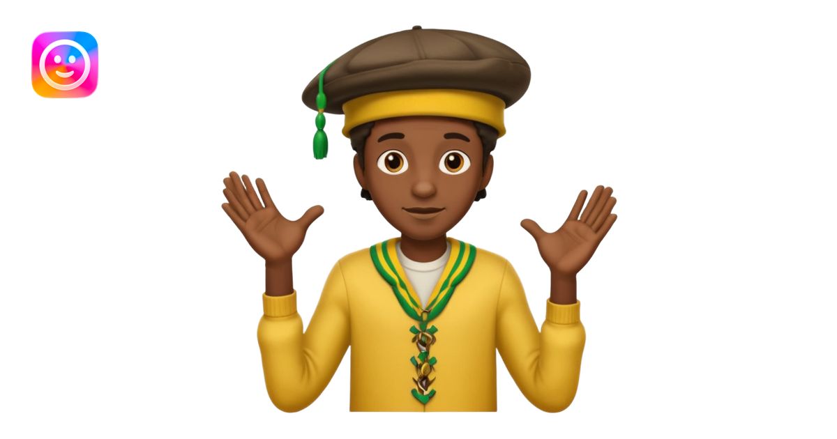 Lanky black guy with hunchback with hands out and Jamaican hat emoji ...