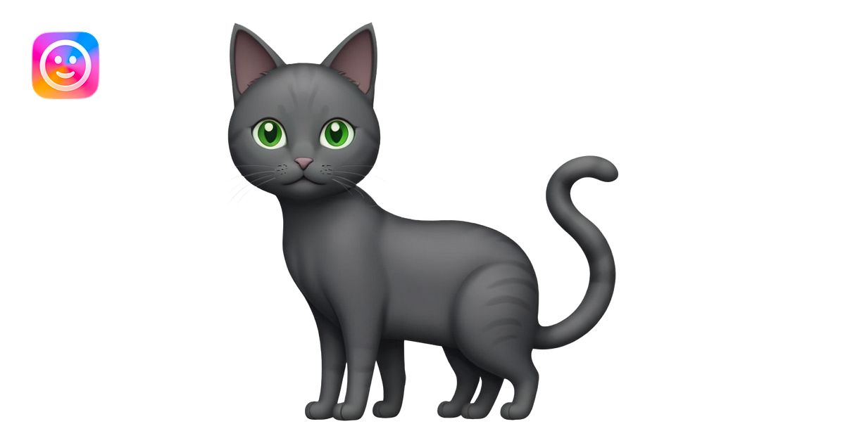 full body solid dark grey cat with green eyes and white paws emoji | AI ...