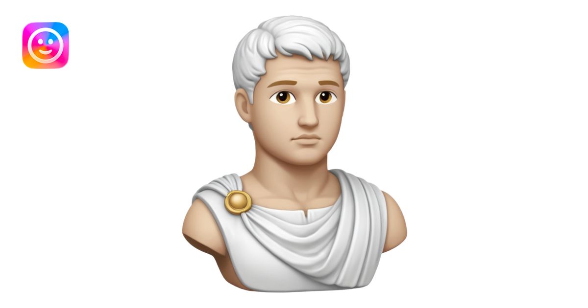 white classical roman bust, hunky, white stone, no other colours than ...