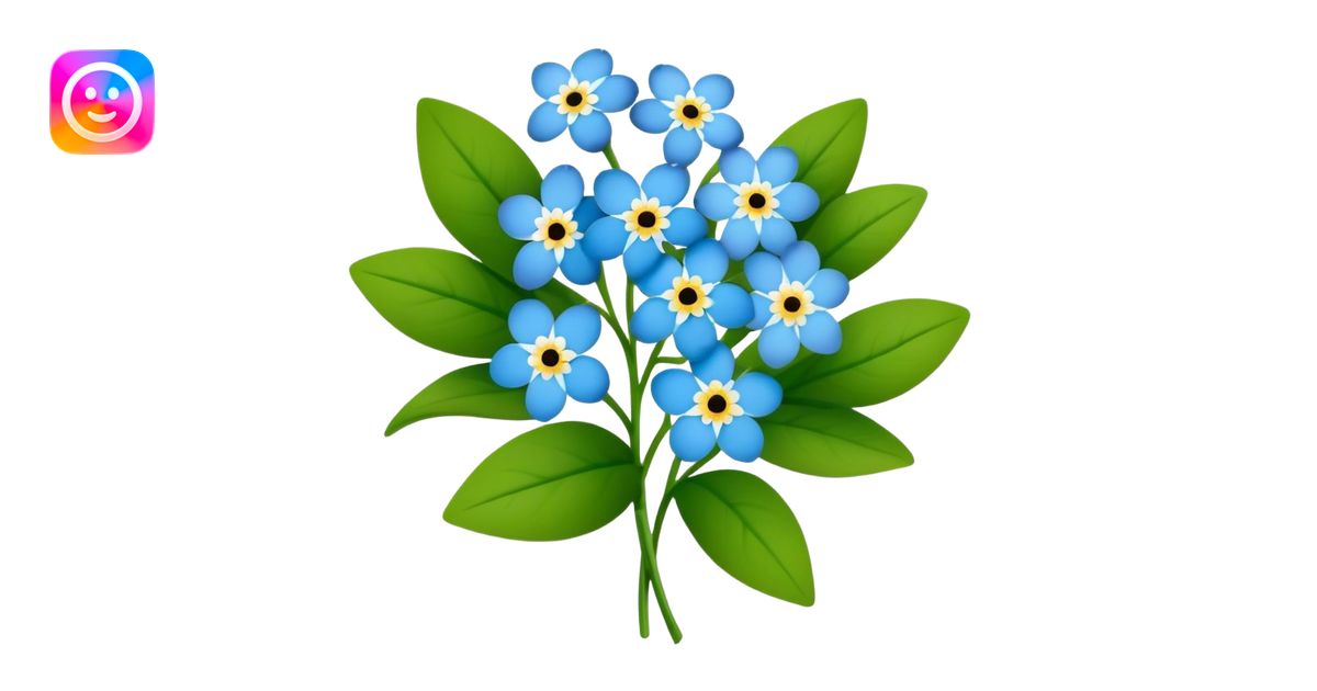 luxuriant, big bouquet Forget-Me-Not flower, stem, leaf emoji | AI ...