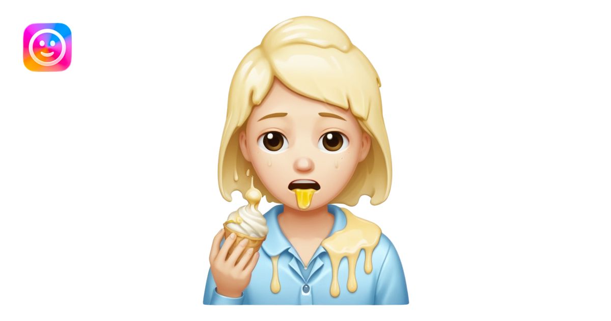 A person with 15 IQ crying over an ice cream emoji | AI Emoji Generator