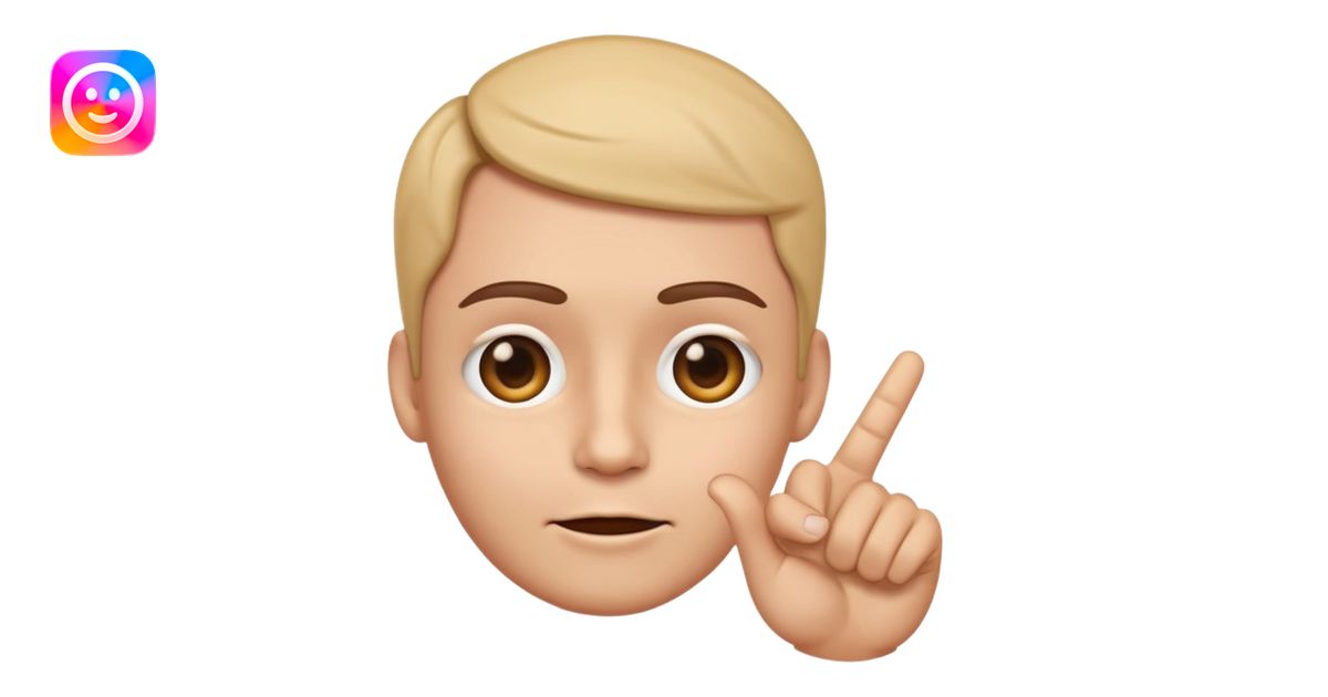 emoji of a hand pointing at the forehead area on a human face, simple ...