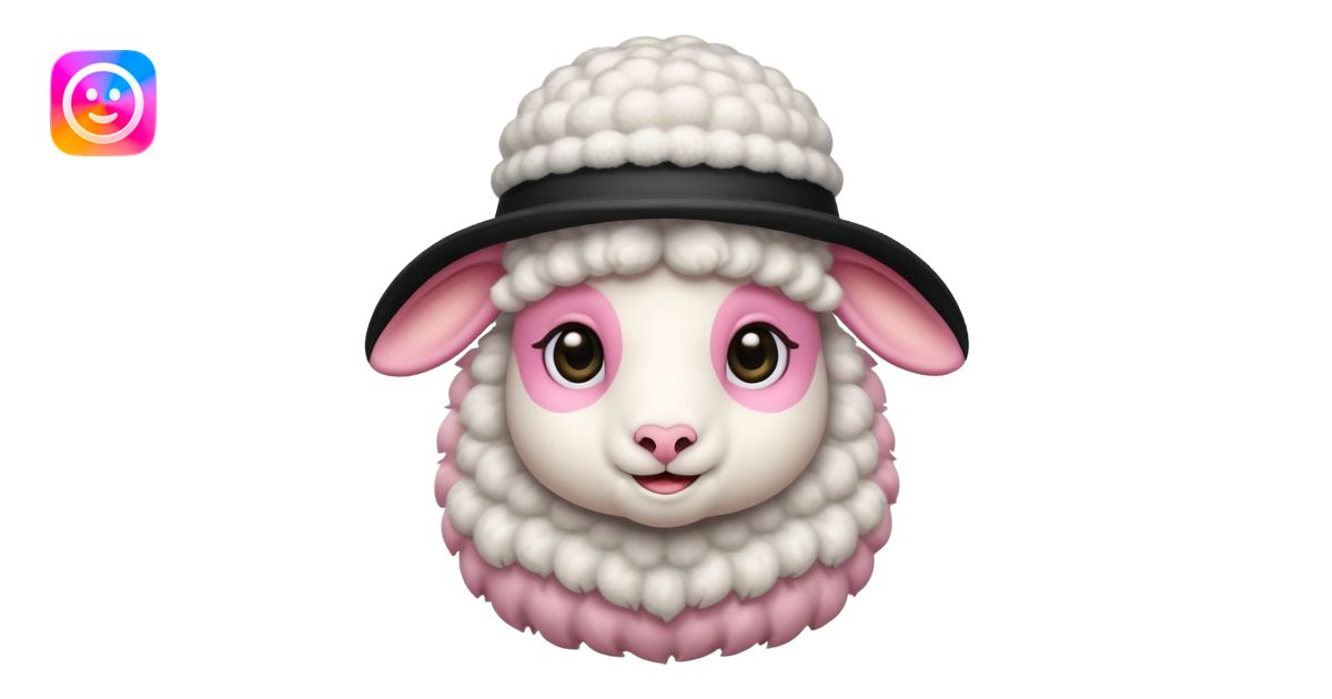 baby sheep with black hat emoji | AI Emoji Generator