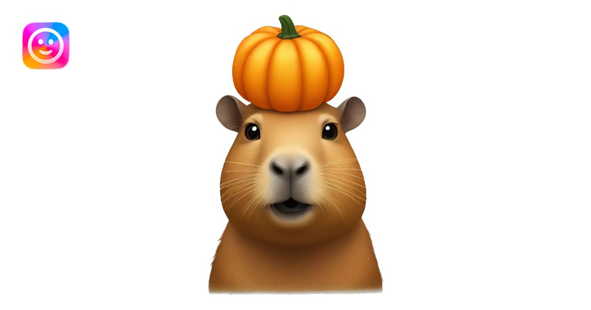 Capybara with pumpkin on head emoji | AI Emoji Generator