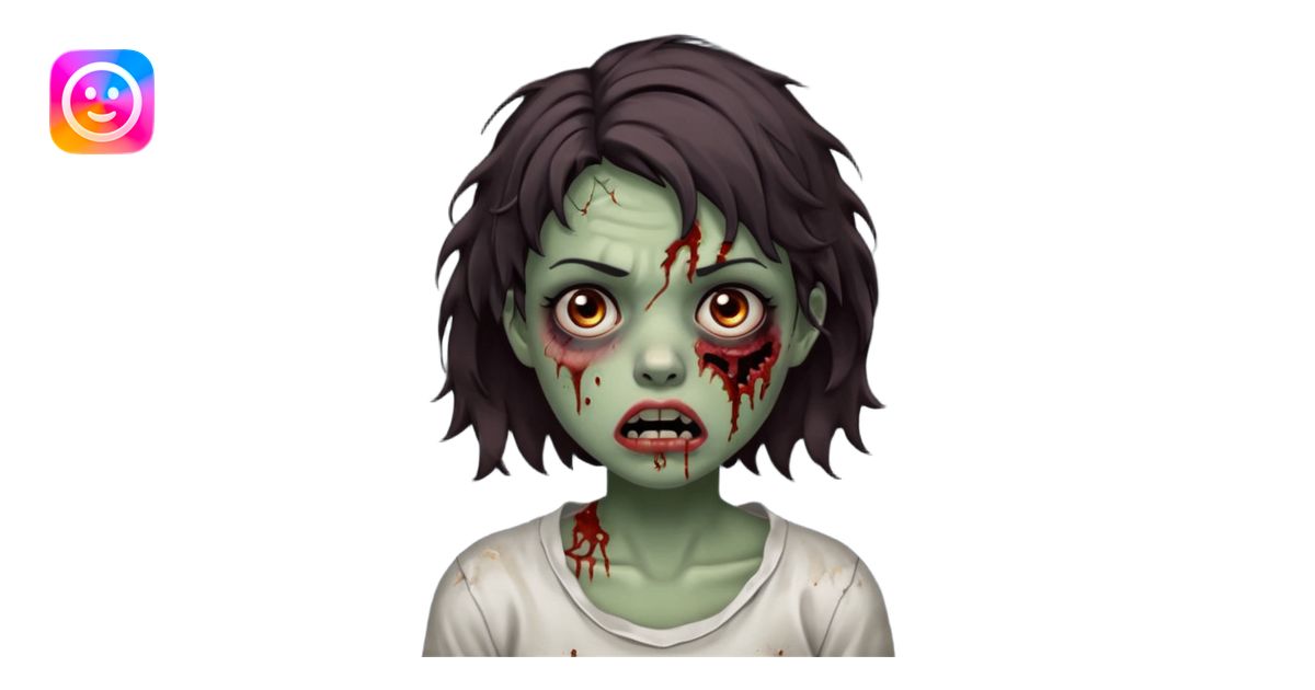 Zombie girl with bruises, she has a dark brown short wavy hair, she has ...