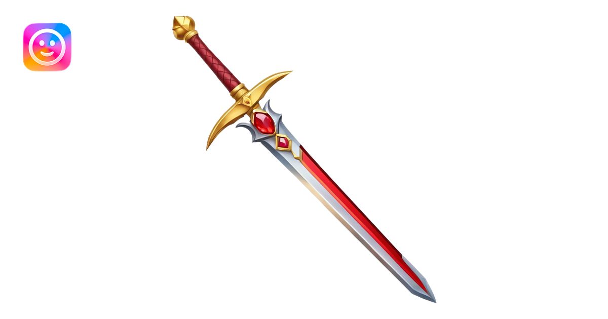 golden sword with red gem, simple emoji | AI Emoji Generator
