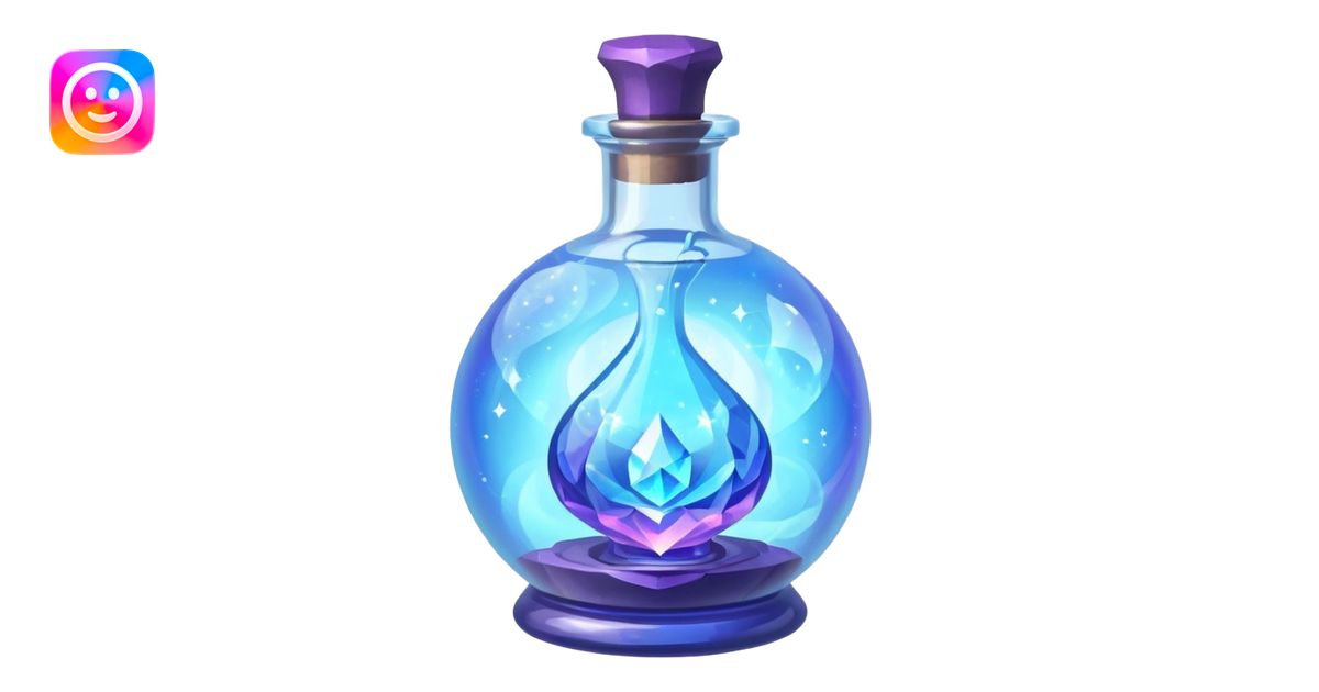 Blue Magic Fantasy Potion, Ball Bottle Low Poly emoji | AI Emoji Generator