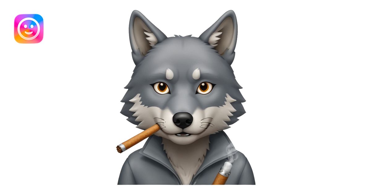 Loup qui fume un joint emoji | AI Emoji Generator