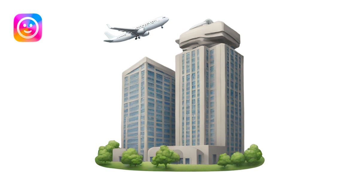 Large building towers with an airplane emoji | AI Emoji Generator