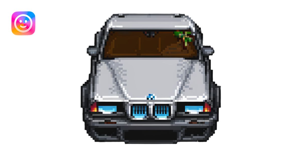 BMW with kidney grille in Minecraft style illustration | AI Emoji Generator