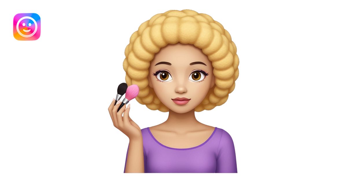 Light skin female holding makeup fluffy sponge in left hand emoji | AI ...