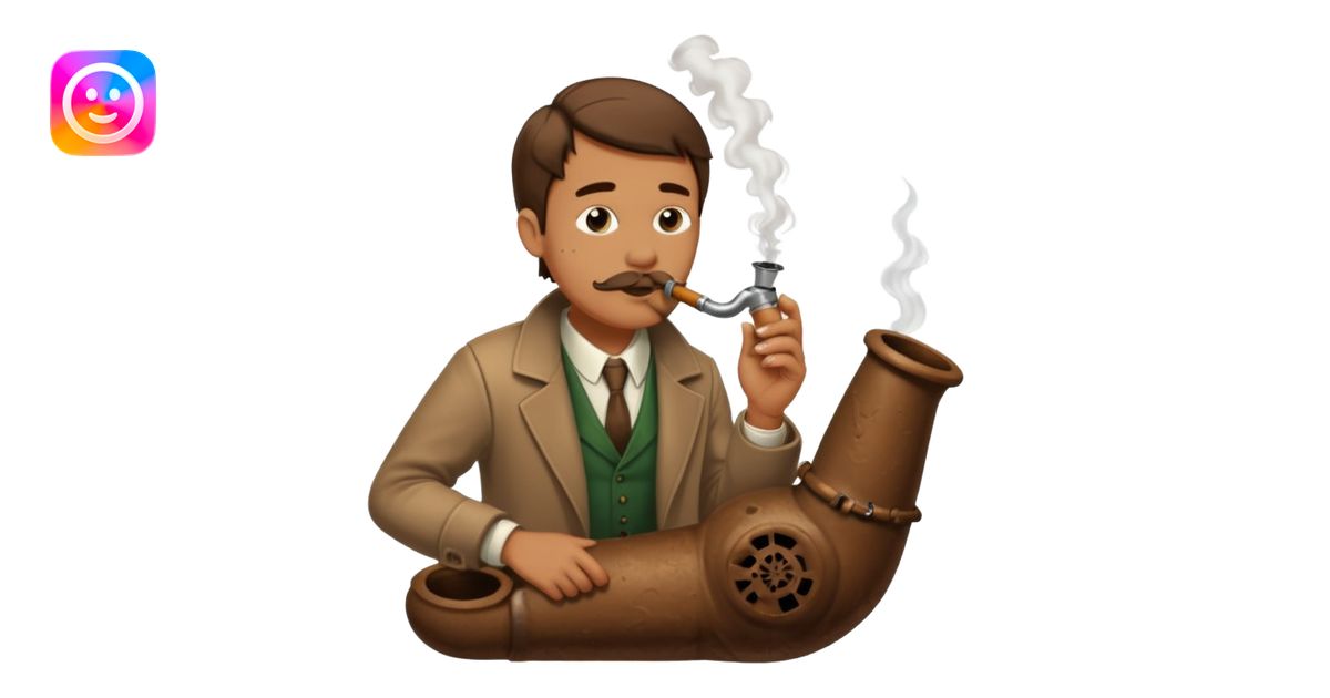 White guy smoking a pipe fashioned from a sewer drain with brown liquid ...