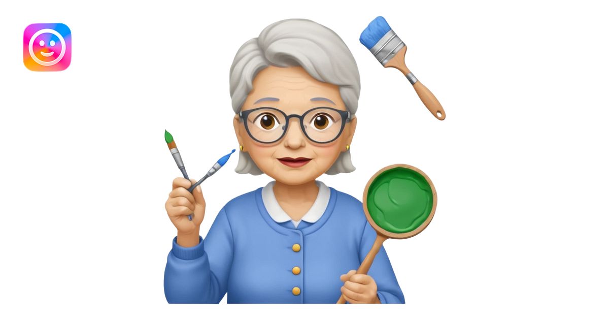 Grandma is painting an house emoji | AI Emoji Generator