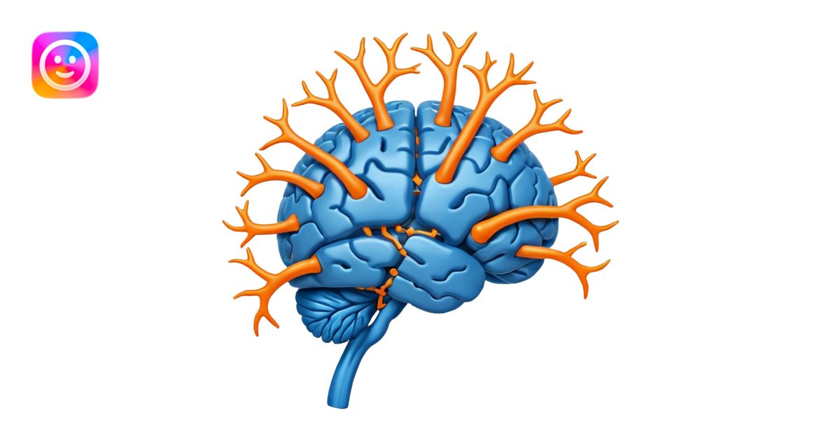 blue digital brain with orange neurons emoji | AI Emoji Generator