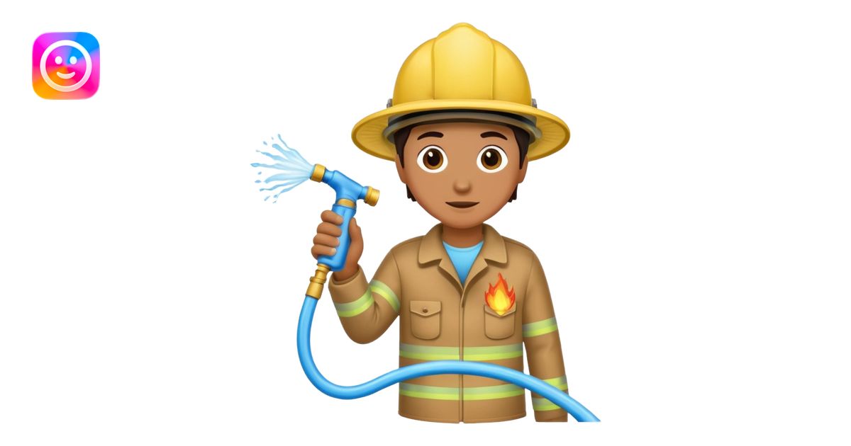 A hand holding a water hose and extinguishing the fire, no fireman ...