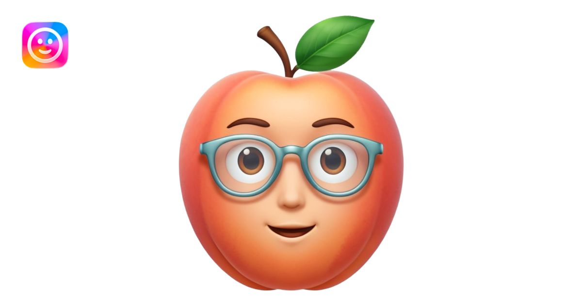 A 3D cartoon transparent peach-coral spectacle with subtle shine and ...