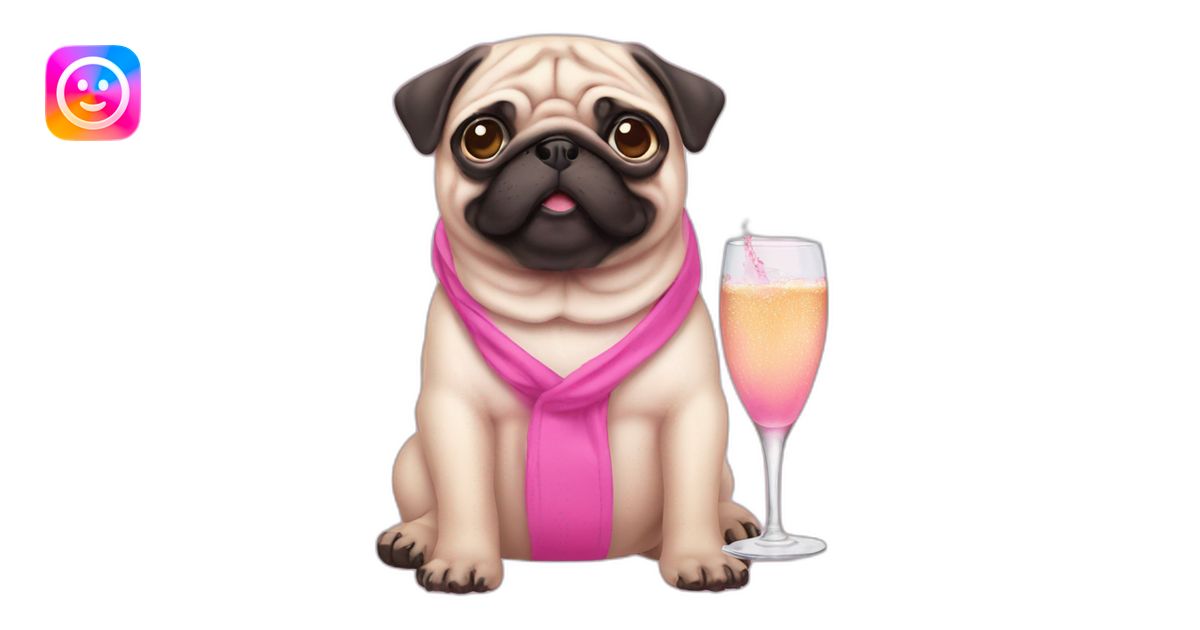 pink pug who drinks champaign emoji | AI Emoji Generator