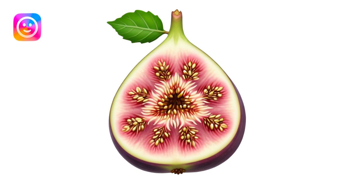 Please create a emoji of a cross-section of a fig with a small leaf ...