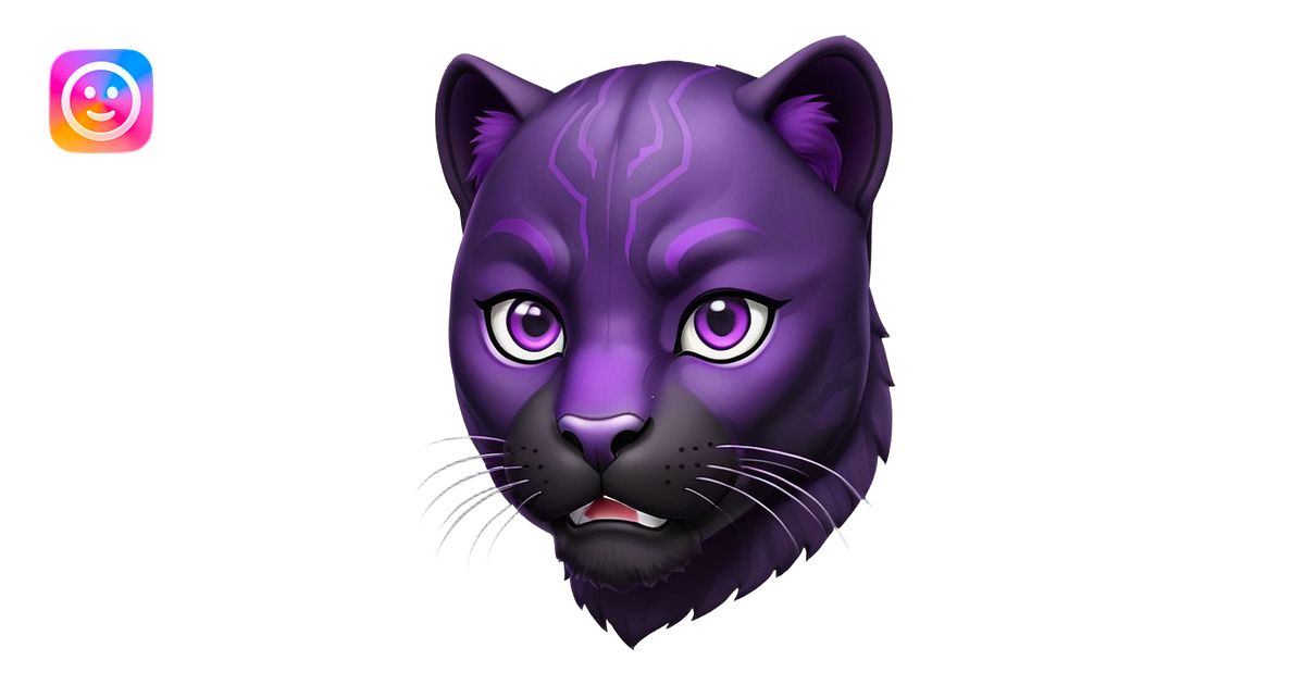 black panther with purple eyes, surprised face emoji | AI Emoji Generator