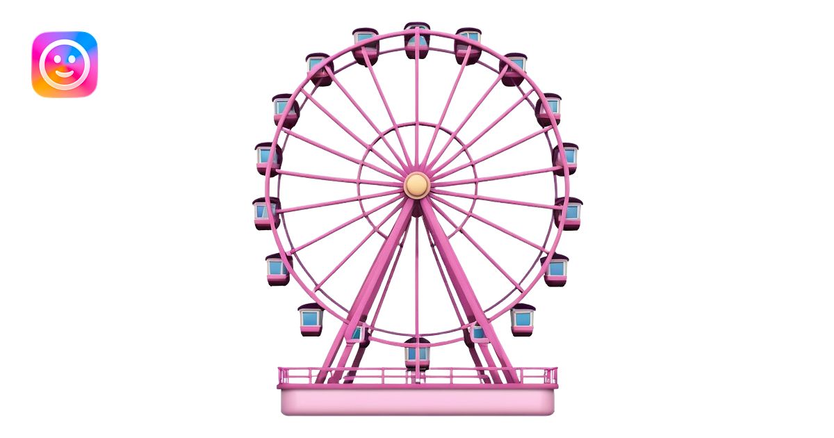 mix light pink dark pink and white girly theme park Ferris wheel emoji ...