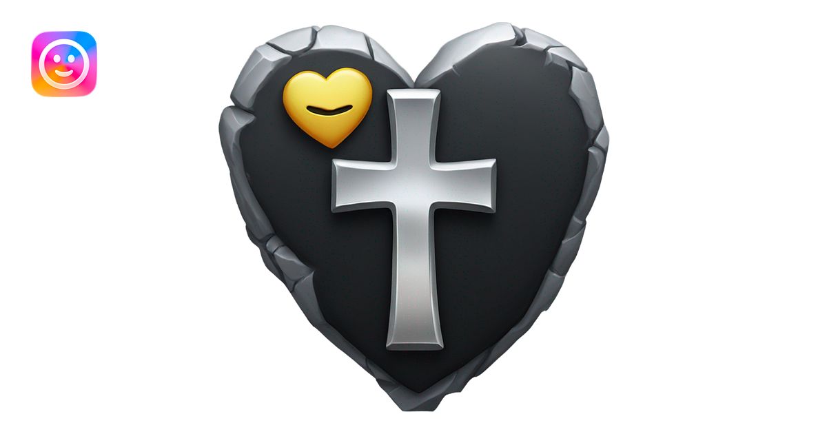 a black tombstone in silver RIP and a silver heart emoji | AI Emoji ...
