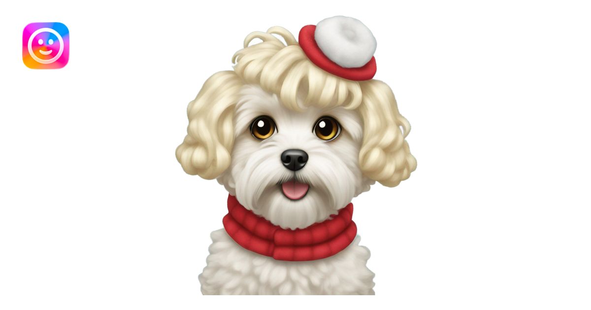 Maltipoo dressed like Cindy Lou-who emoji | AI Emoji Generator
