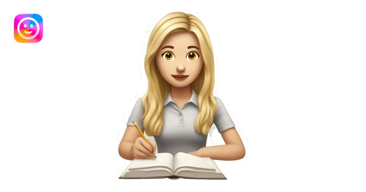 studing white girl doing her homework emoji | AI Emoji Generator
