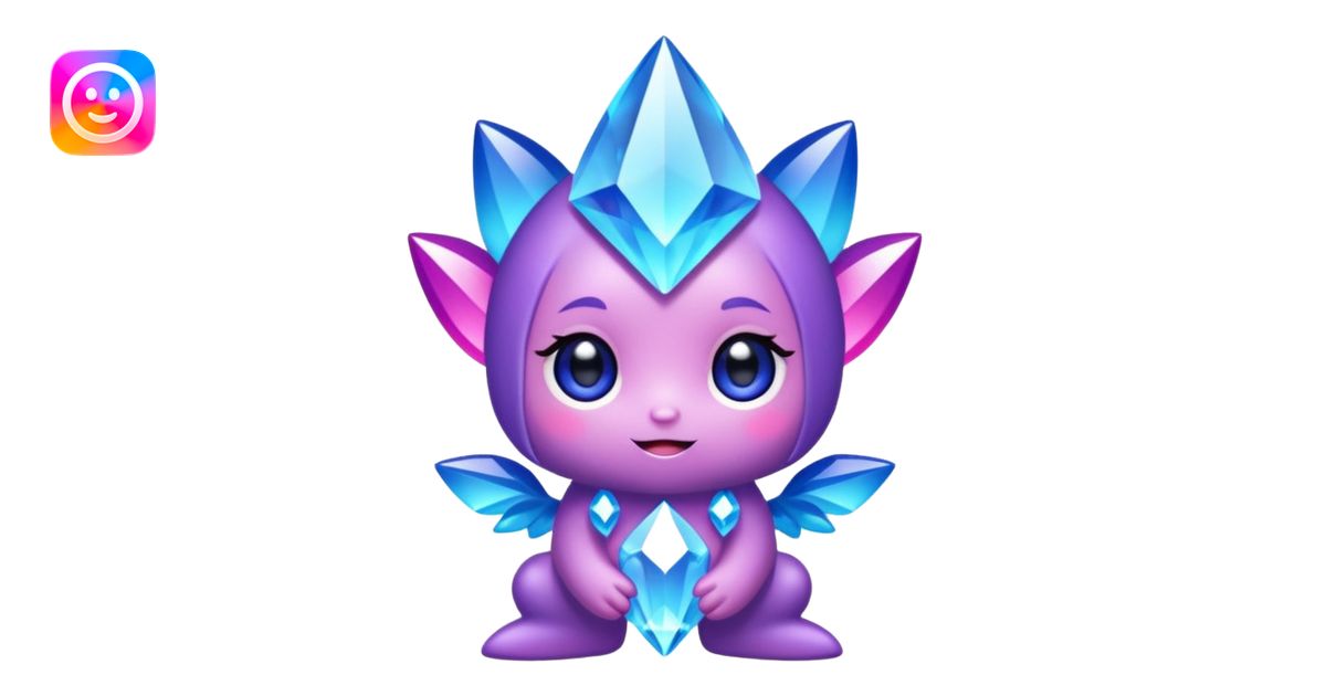 kawaii chibi crystal sprite creature, purple, blue, and pink, cute and ...