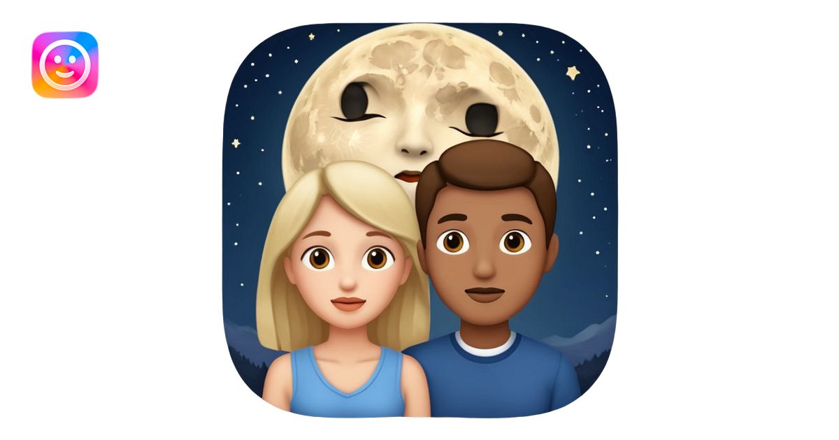 couple talking with moon in the background emoji | AI Emoji Generator