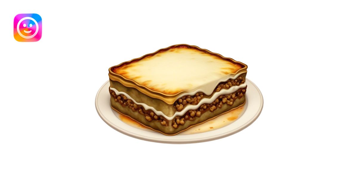 Moussaka Cinematic Realistic Moussaka Dish Emoji, depicted as a rustic ...
