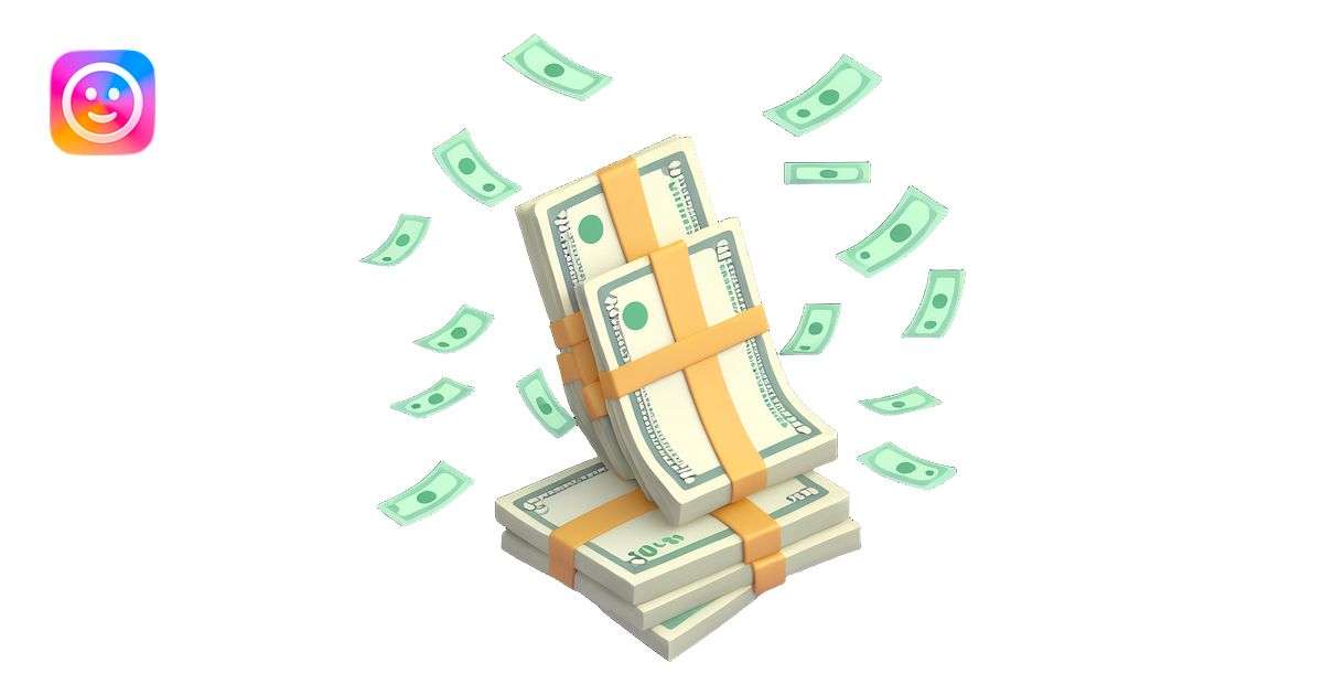 stack of cash with bills flying off emoji | AI Emoji Generator