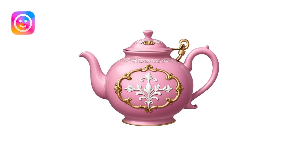 Pink steaming and boiling tea pot with smoke emoji | AI Emoji Generator