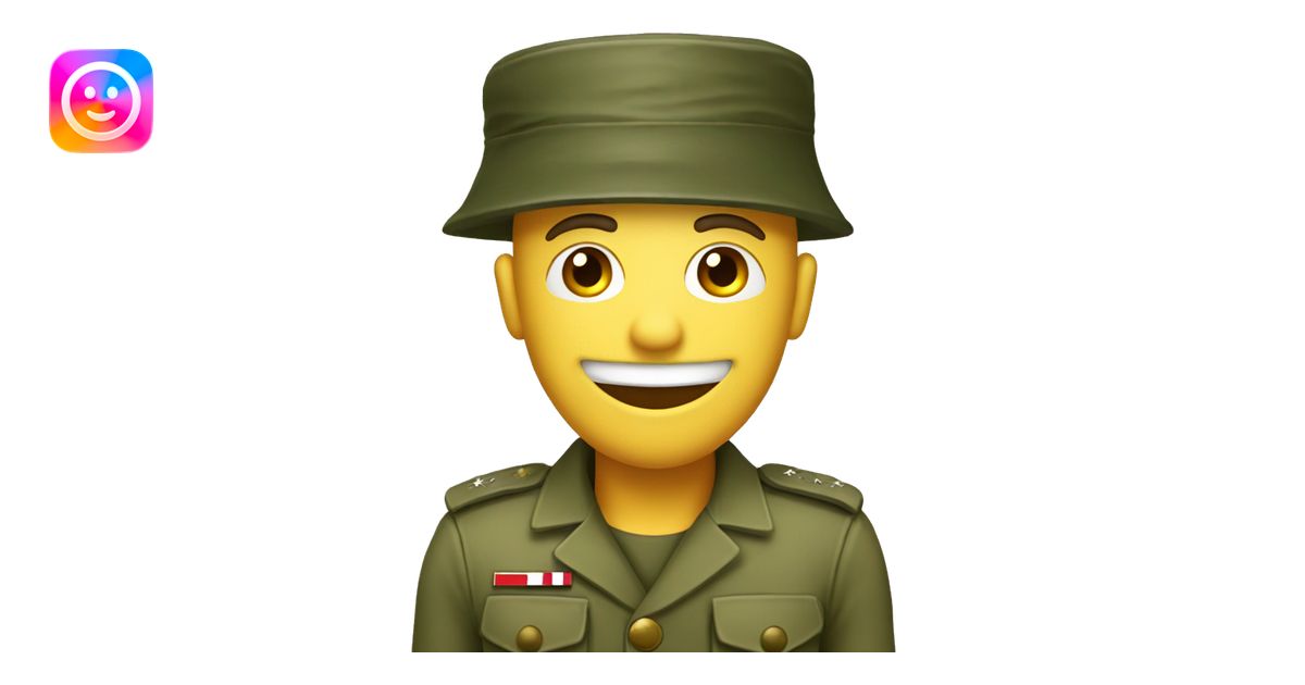happy soldier with militar hat emoji | AI Emoji Generator