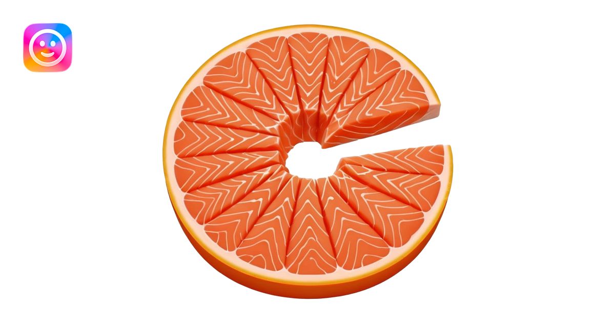 create a round half cut Slice of Salmon Camera angle: slightly elevated ...