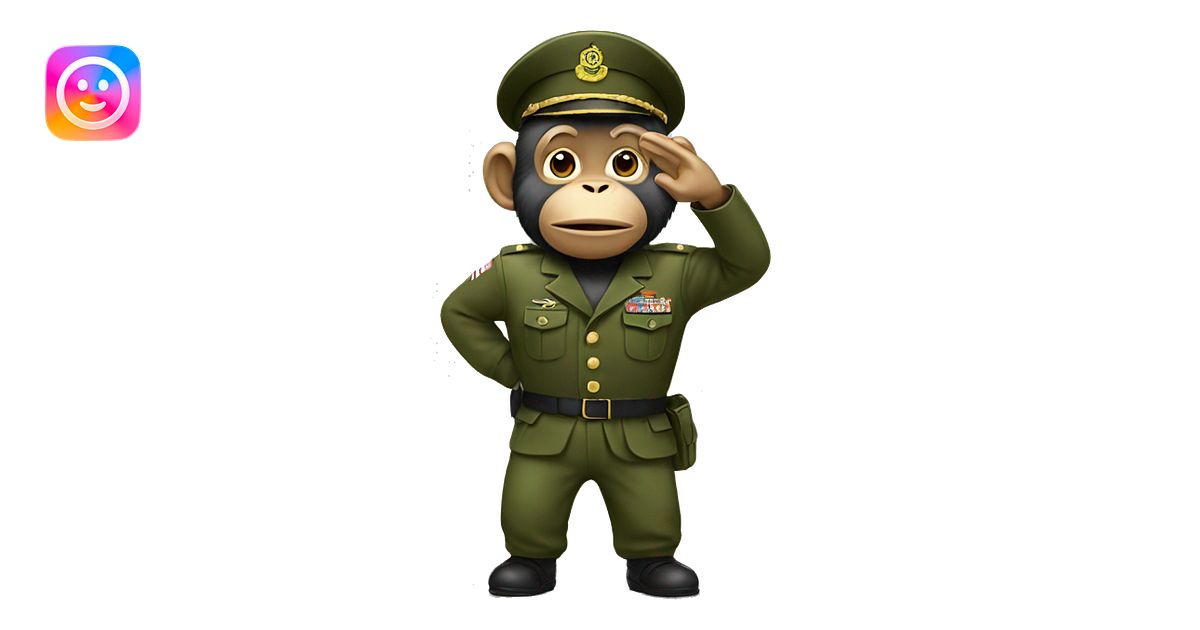 Monkey giving military salute emoji | AI Emoji Generator