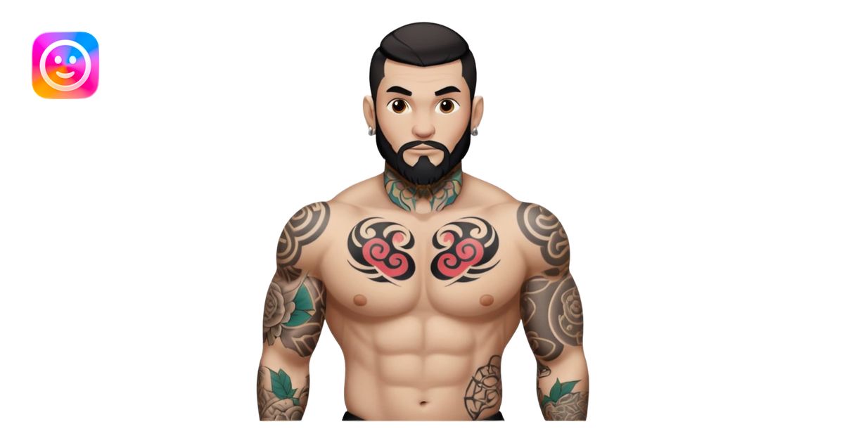 tattoo man, white skintone, more highlight the tattoo, body builder ...