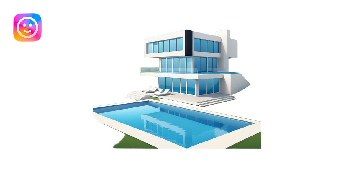 modern house on the hill, with a pool emoji | AI Emoji Generator
