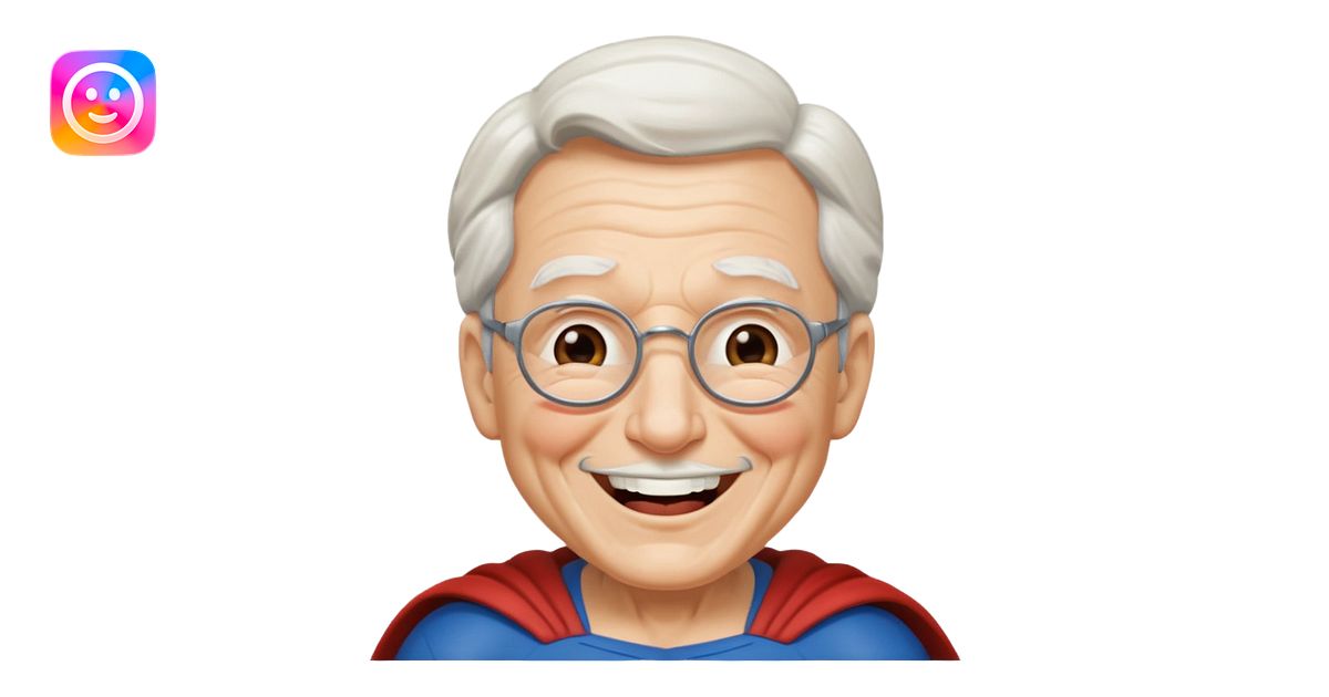 Laughing elderly superman emoji | AI Emoji Generator