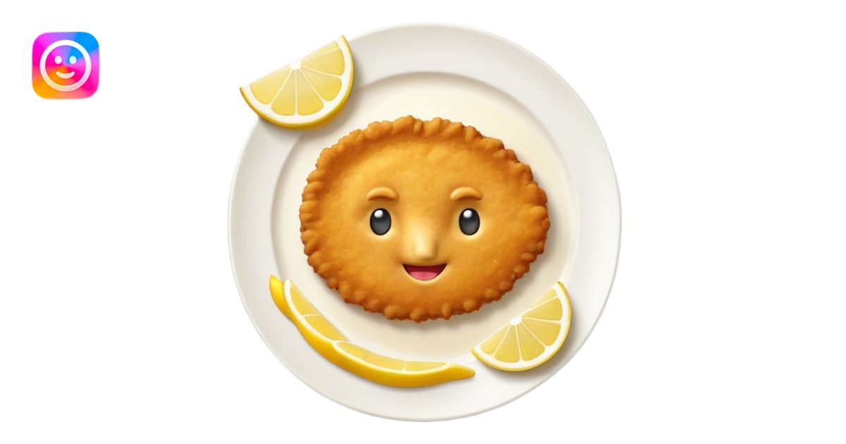 Cinematic Realistic Veal Schnitzel Dish Emoji, depicted as a golden ...