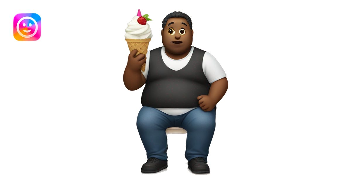 Fat man eating ice cream emoji | AI Emoji Generator