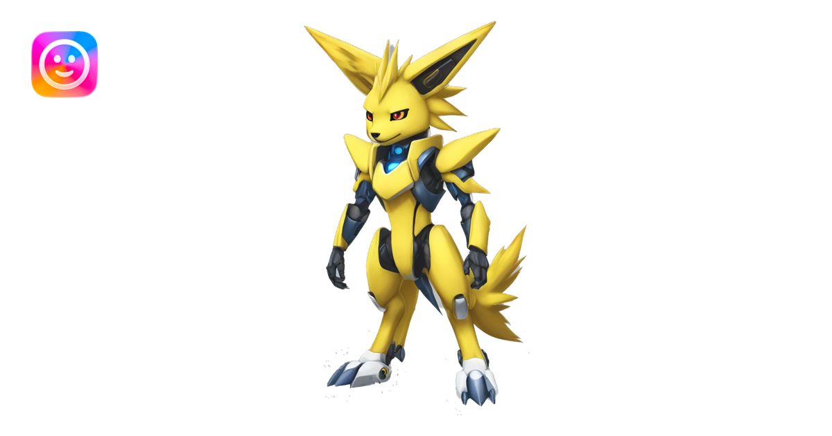 Renamon-Jolteon-Zeraora-medabot-mecha full body emoji | AI Emoji Generator