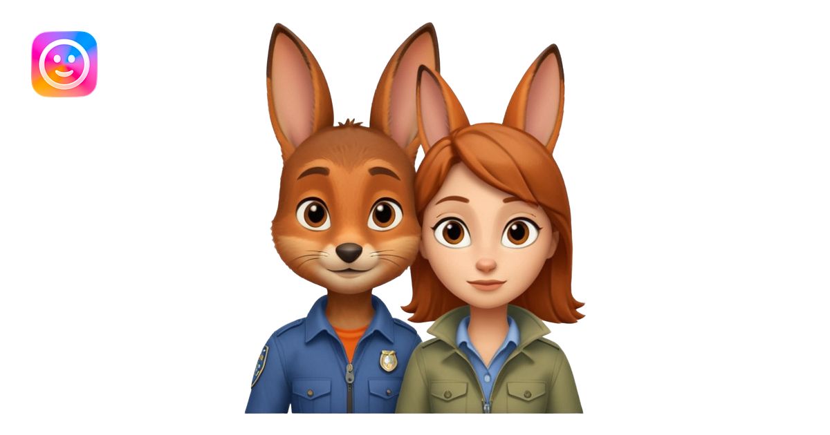 Judy hoopps and nick wilde human emoji | AI Emoji Generator