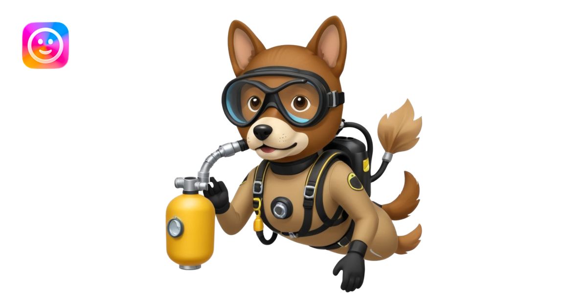 dog wearing scuba gear dive into the sea with diver mask and oxygen ...
