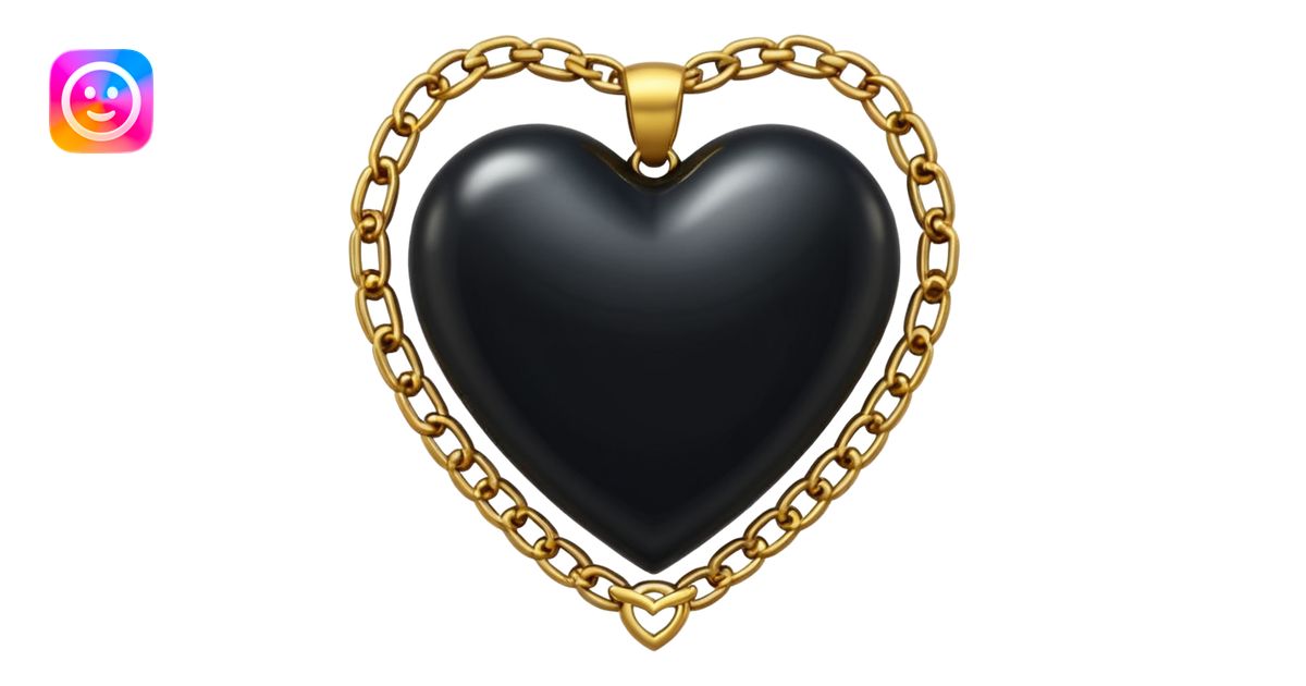 Black heart with golden chain emoji | AI Emoji Generator