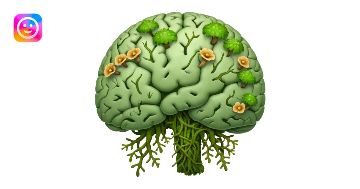 brain with moss and green fungi, vines taking over emoji | AI Emoji ...
