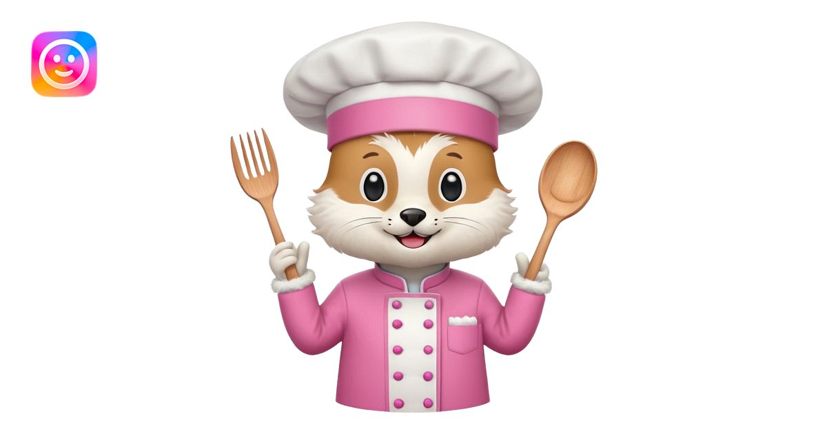 animal with pink chef costume emoji | AI Emoji Generator