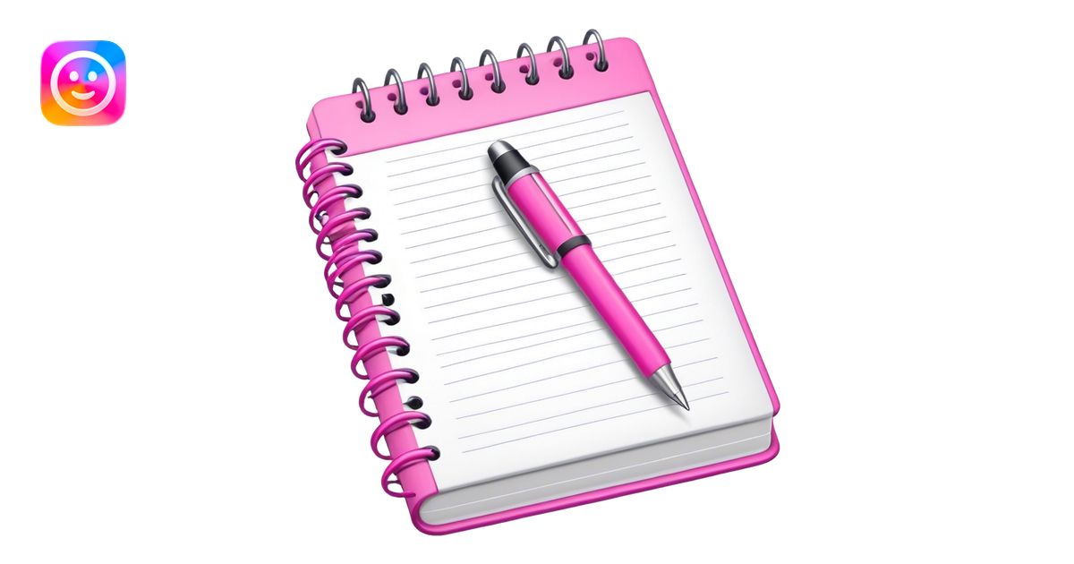 Notebook with a pink pen emoji | AI Emoji Generator