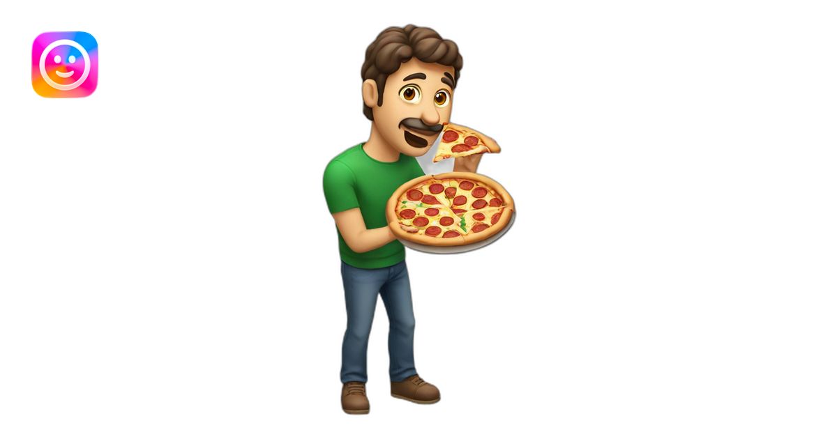 Italian man eating pizza and using fingers emoji | AI Emoji Generator