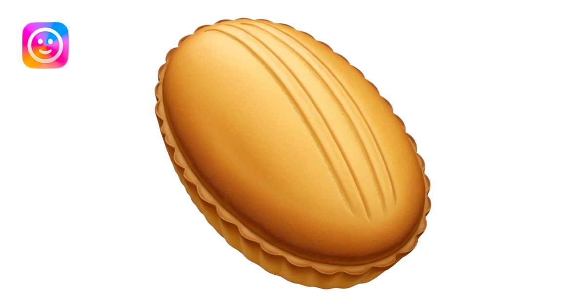 A madeleine pastry. Oval shaped with vertical lines going in the same ...